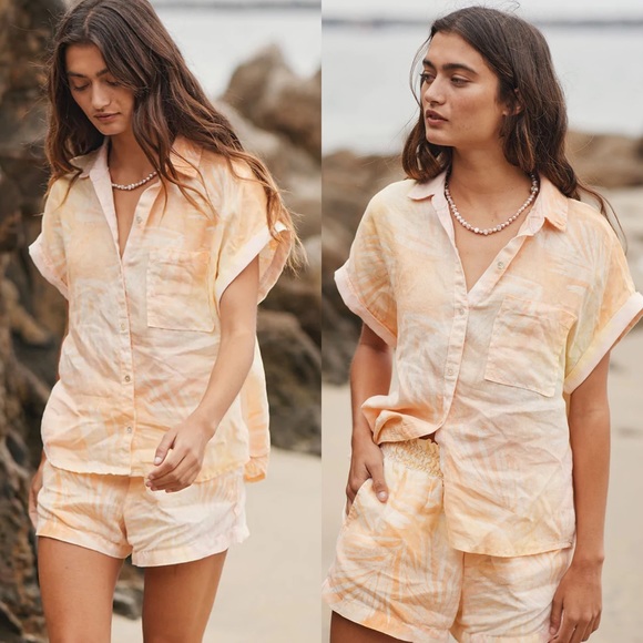 REVOLVE | Tops | Nwt Bella Dahl Sunset Palm Linen Beachy Matching Set ...